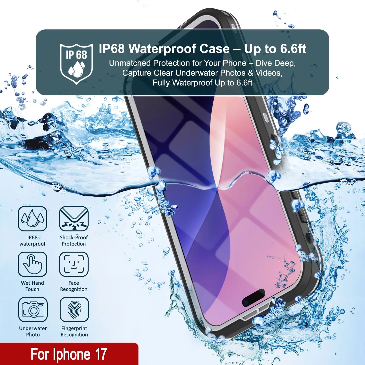iPhone 17 Waterproof IP68 Case, Punkcase [Clear] [StudStar Series] [Sl ...