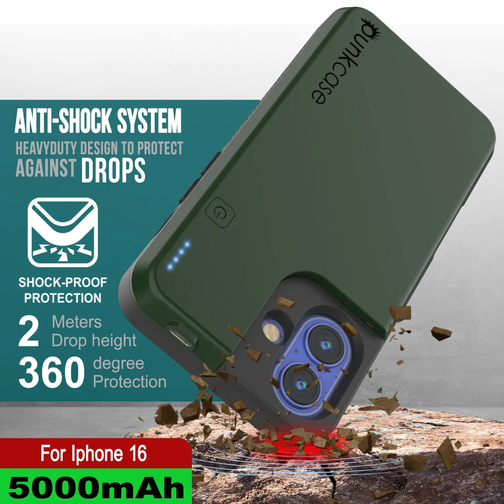 iPhone 16 Battery Case, PunkJuice 5000mAH Fast Charging MagSafe Power ...
