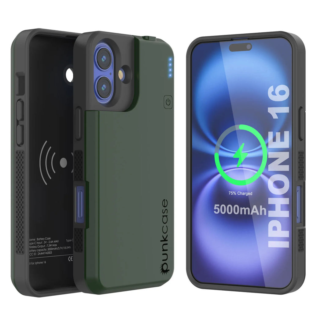 iPhone 16 Battery Case, PunkJuice 5000mAH Fast Charging MagSafe Power ...